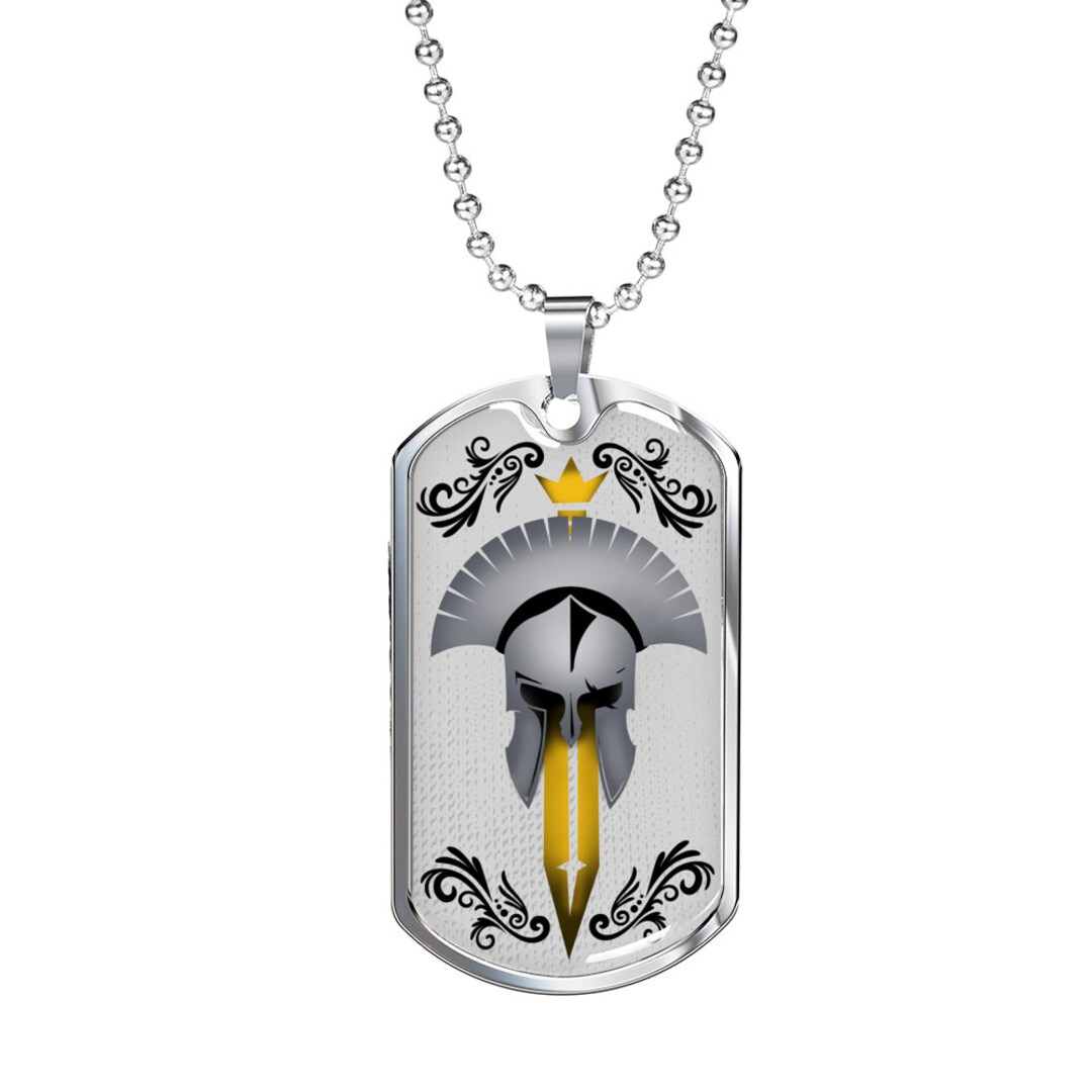 Spartan Roman Gladiator Stainless Steel or 18k Gold Dog Tag Necklace 24 ...