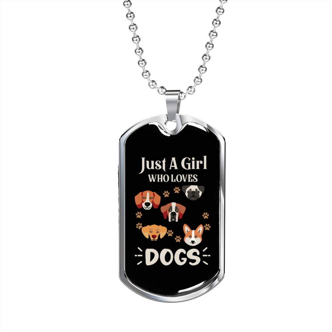 Girl Dogs Necklace Stainless Steel or 18k Gold Dog Tag - Etsy