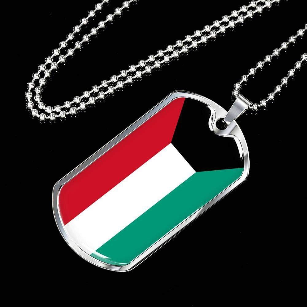 Kuwait Flag Necklace Kuwait Flag Stainless Steel or 18k Gold Dog Tag 24 ...