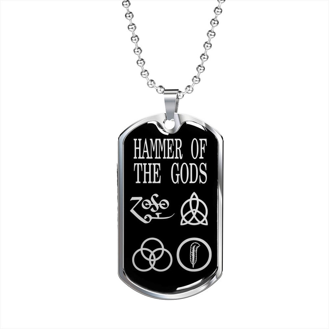 Zeppelin Symbols Hammer of the Gods Dog Tag Stainless Steel or 18k Gold ...