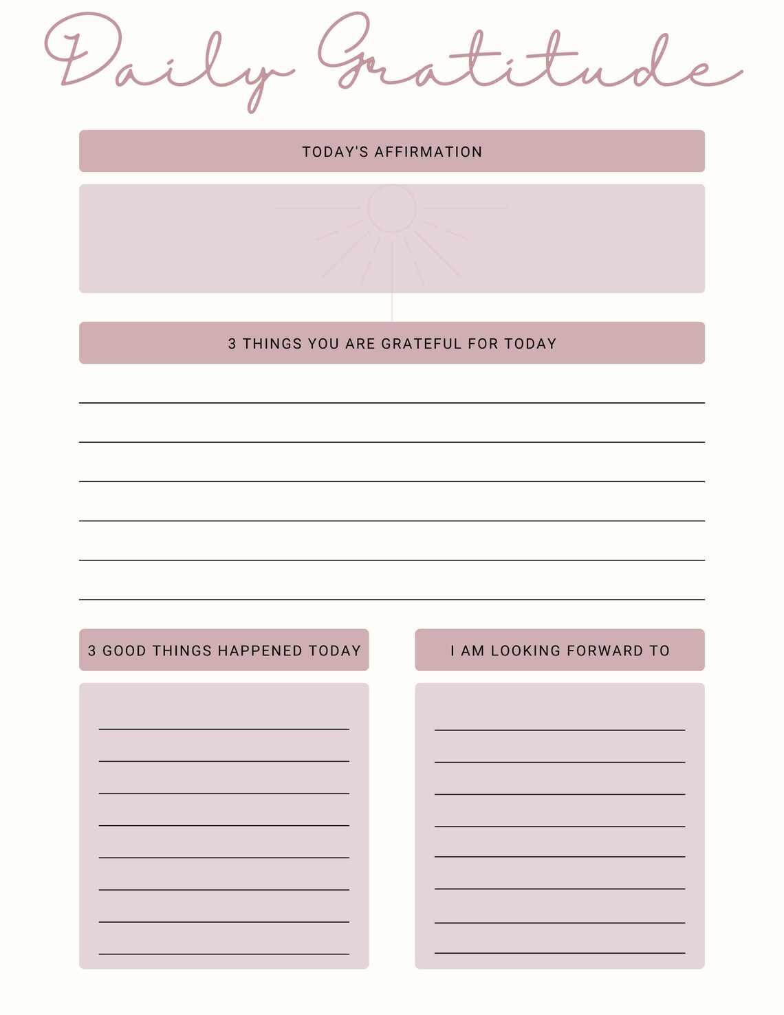 Daily Gratitude and Weekly Planner, Printable, Instant Download ...