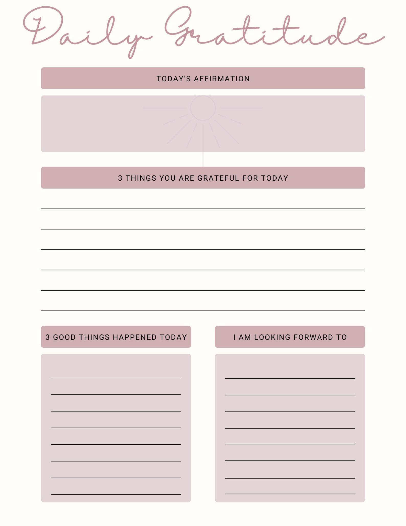 Daily Gratitude and Weekly Planner, Printable, Instant Download ...