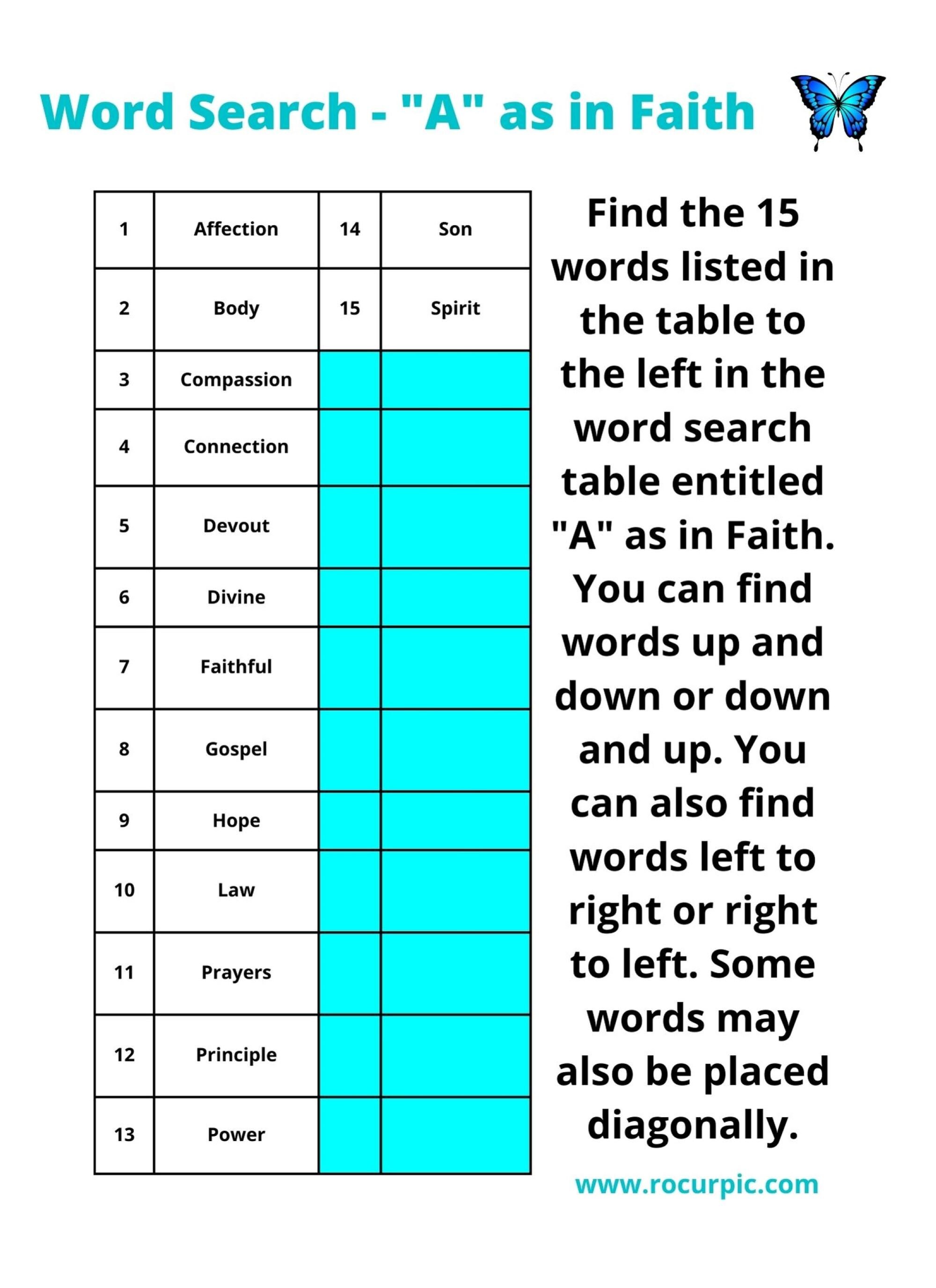 Faith Word Search - Etsy