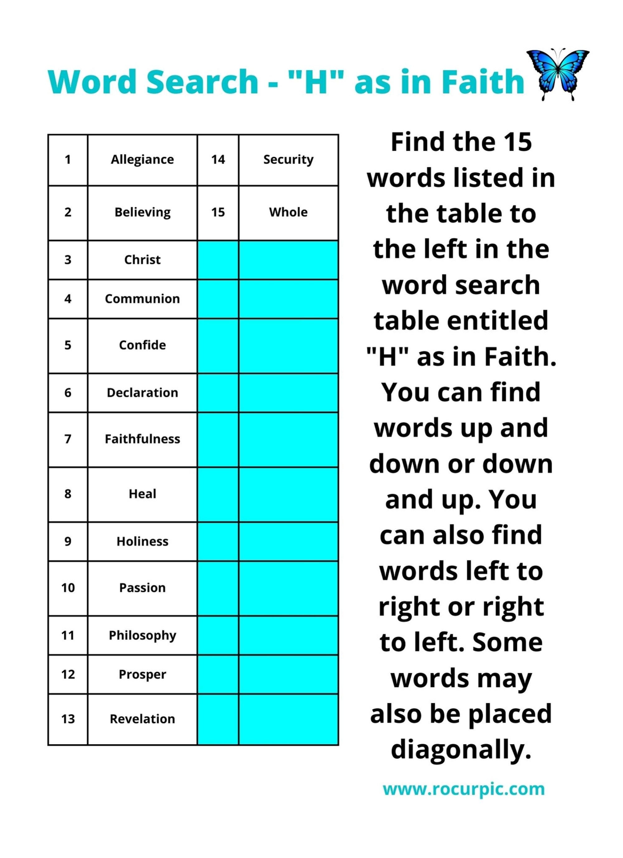 Faith Word Search - Etsy