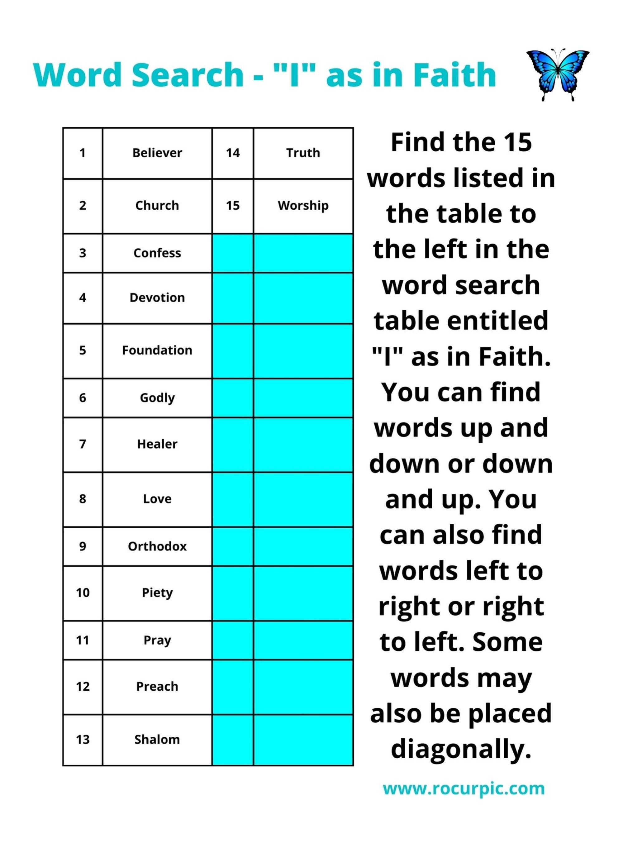 Faith Word Search - Etsy