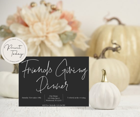 Editable Friends Giving Party Invitation Free E Invite - Etsy