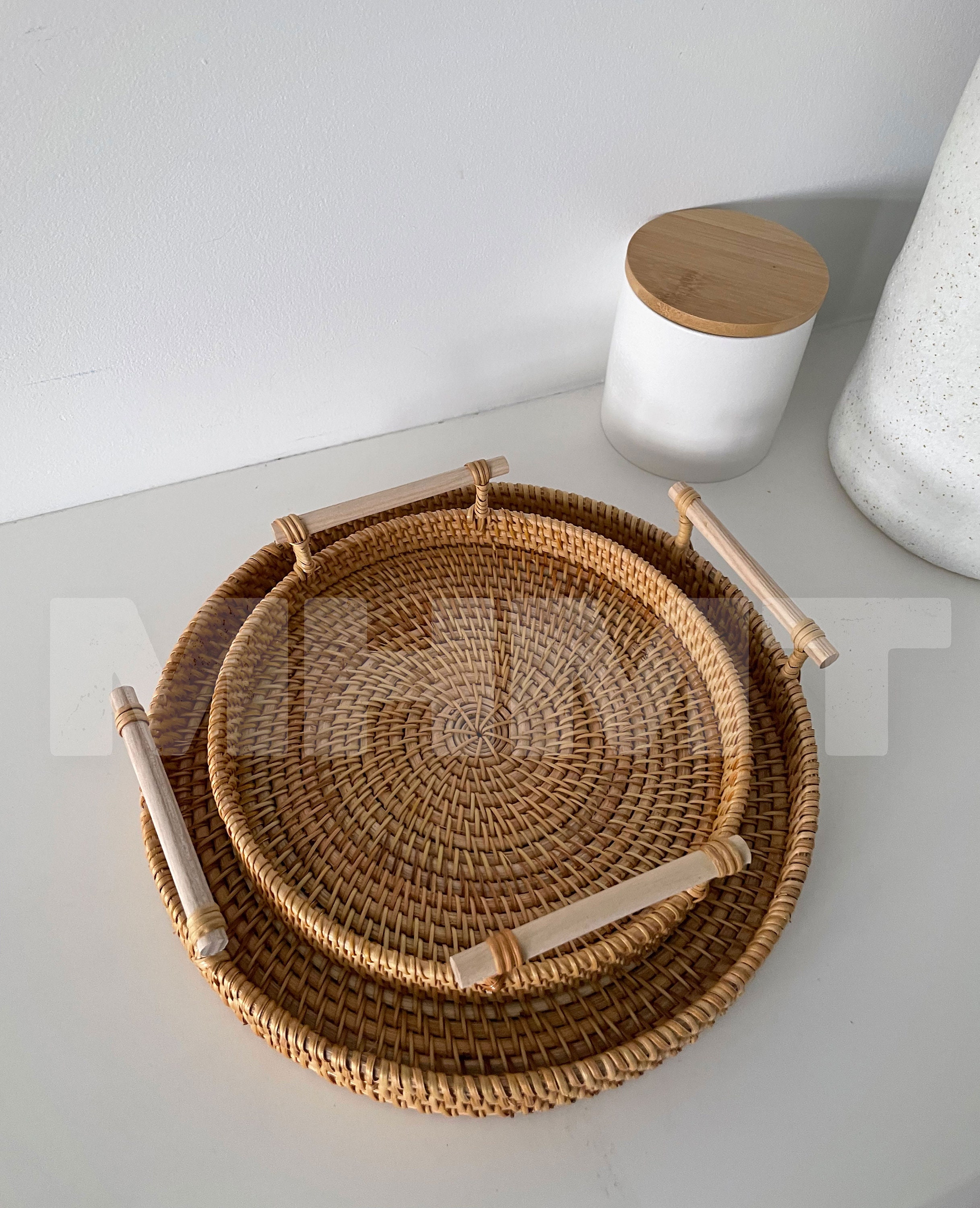 Natural Rattan Tray Hand Woven Rattan Tray Storage Basket - Etsy