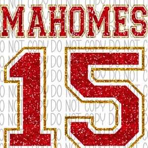 Chiefs Mahomes #15 Glitter PNG Digital Download - Etsy