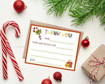 Printable Thank You Notes Christmas Thank You Notes Fill in - Etsy