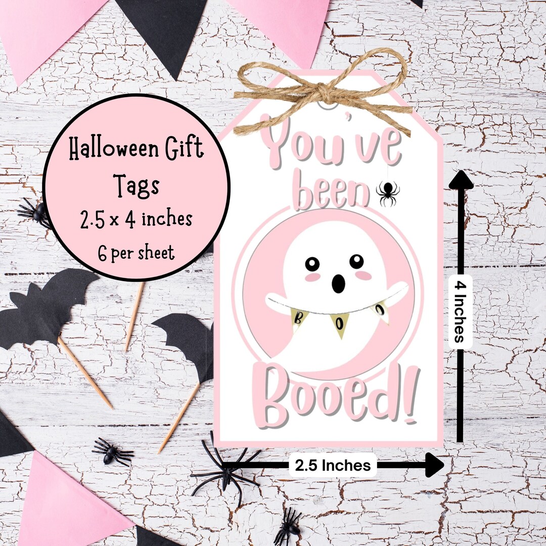 You've Been Booed, Halloween Treat Tags, Pink Halloween Gift Tags ...