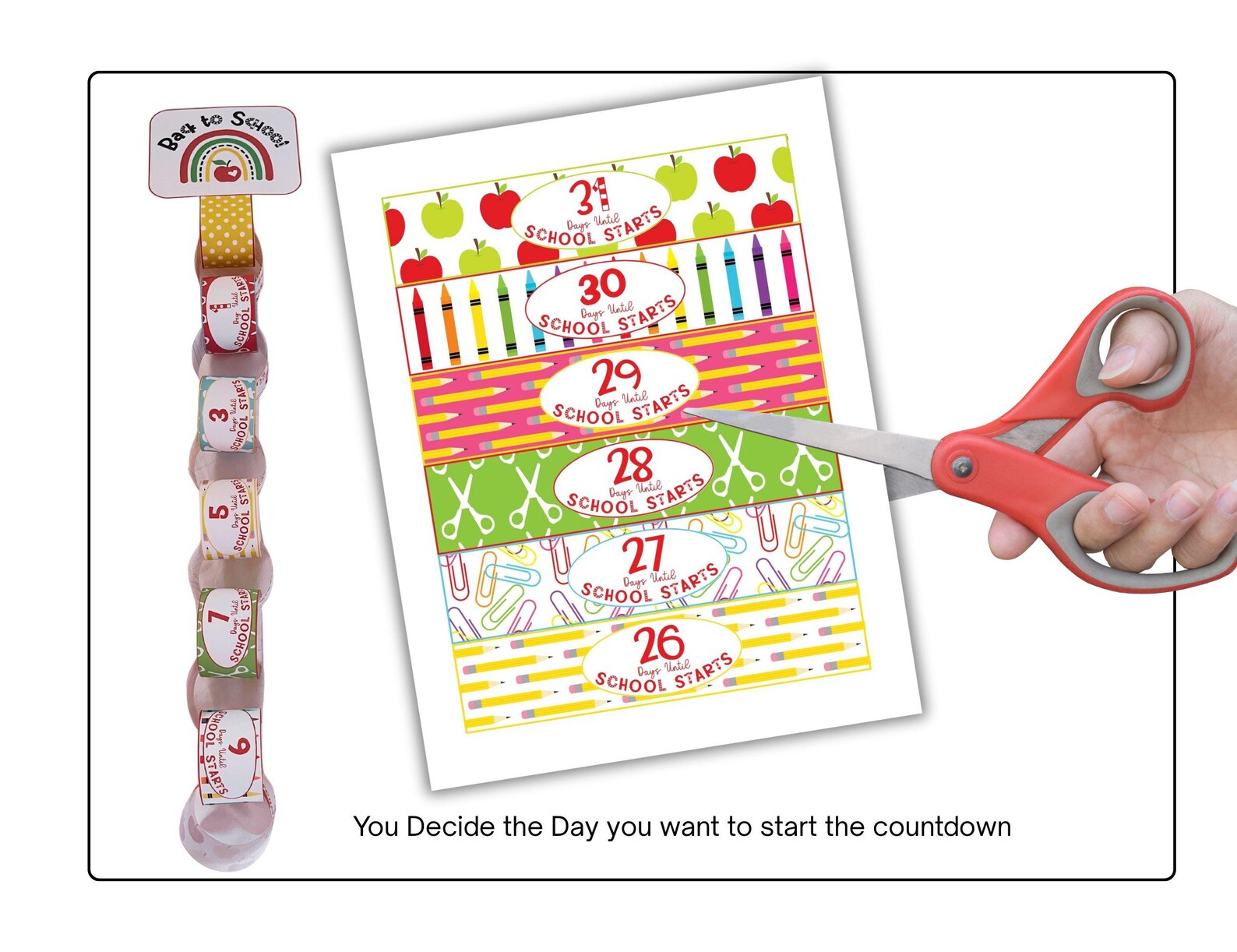 Back to School Countdown Paper Chain: Printable Classroom Decor (PDF ...