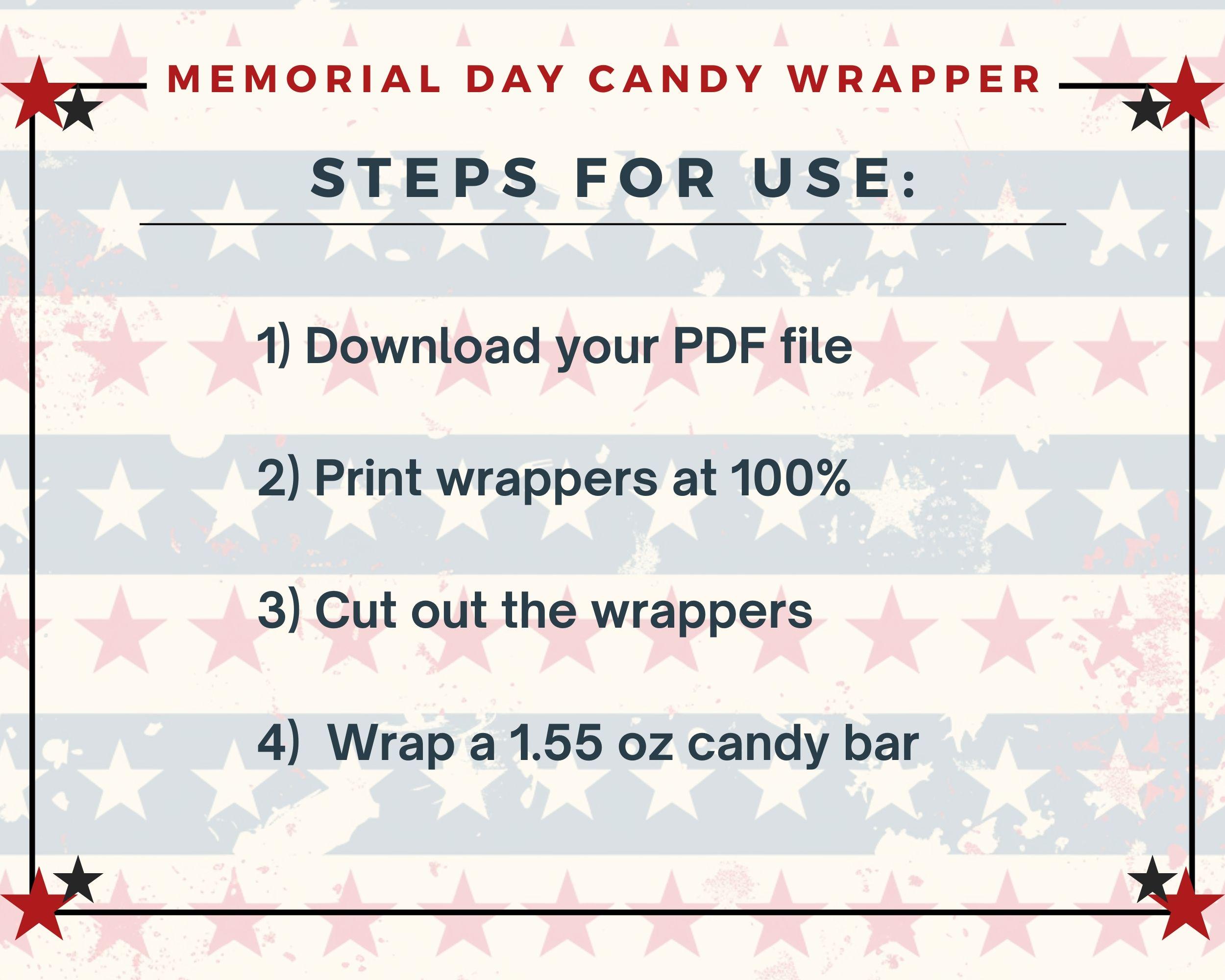 Patriotic Memorial Day Candy Bar Wrapper: Military Tribute (digital ...