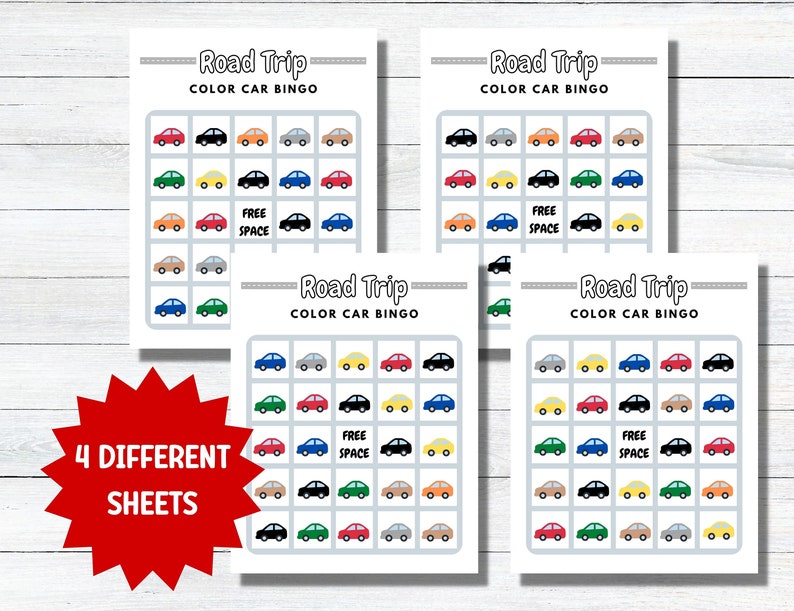 Road Trip Color Car Bingo Printable for Kids This Family Car - Etsy