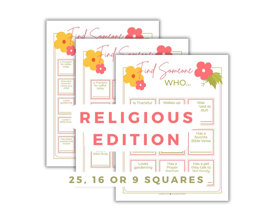 Find Someone Who Religious Bingo, Christian Ice Breaker Game, Mix ...