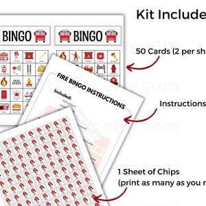 Firefighter Bingo, Printable Games for Kids, Classroom Games, Birthday ...