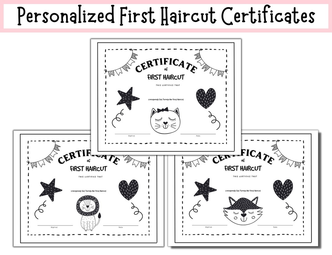 Personalized First Haircut Certificate, My First Haircut, Babys First ...