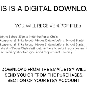 Back to School Countdown Paper Chain: Printable Classroom Decor (PDF ...