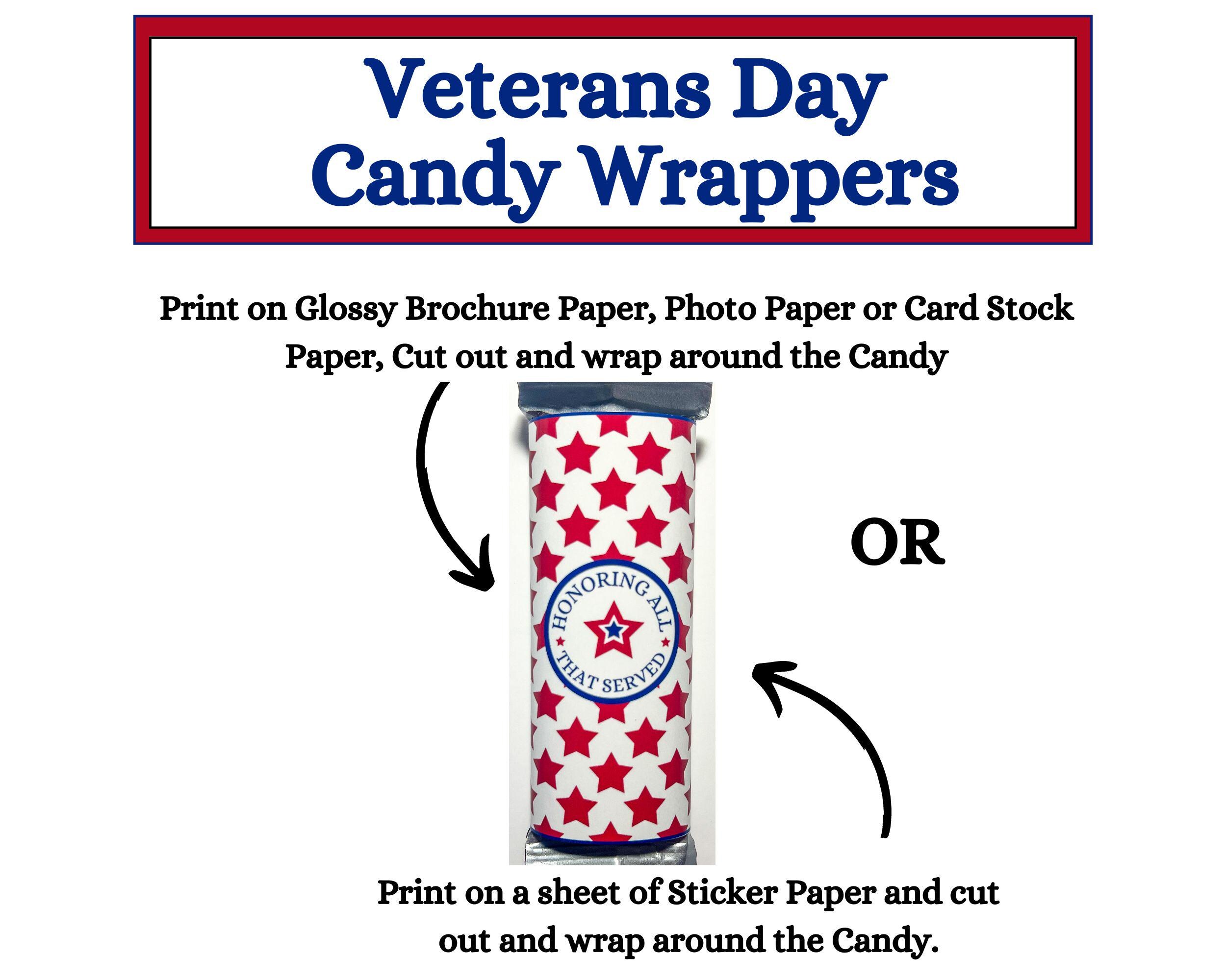 Veterans Day Candy Bar Wrappers, Military Appreciation, Patriotic Candy ...