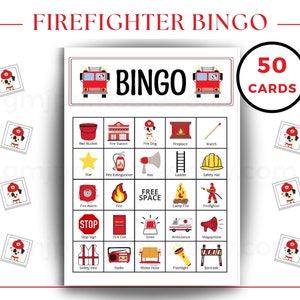 Firefighter Bingo, Printable Games for Kids, Classroom Games, Birthday ...