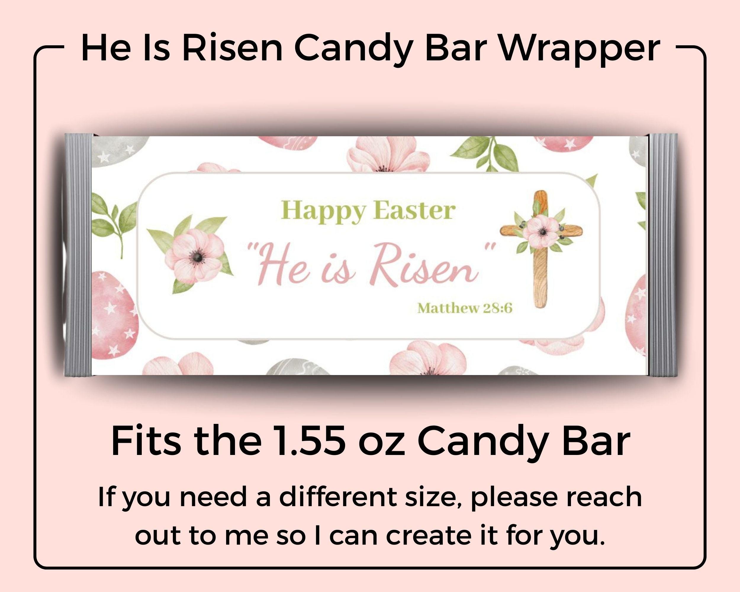 He is Risen Easter Candy Bar Wrappers: Bible Verse Gifts (printable) - Etsy
