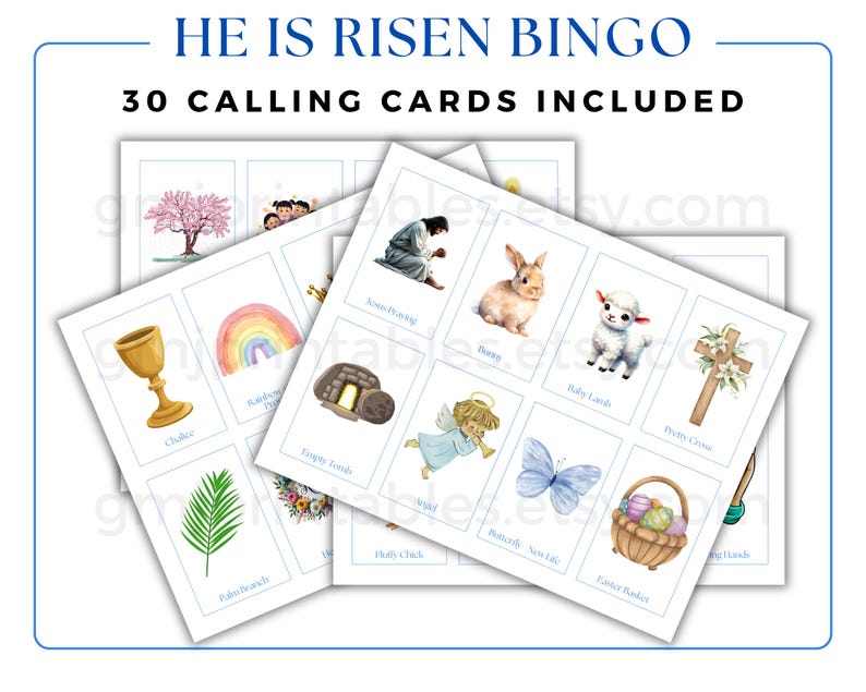 He is Risen Bingo Game, Christian Easter Printable, Bible Bingo Cards ...