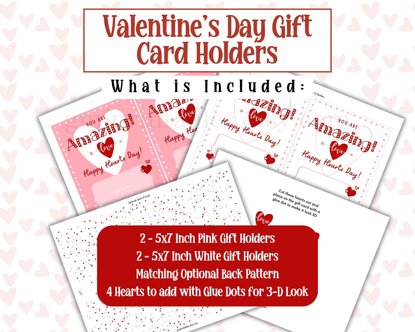 Printable Valentine's Day Gift Card Holder, You Are Amazing Card ...