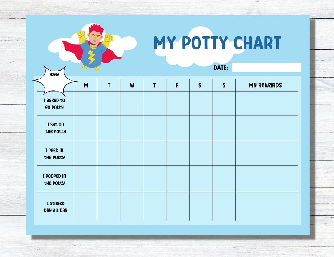 Potty Chart for Your Toddler, Preschool Printable Training Reward Chart ...