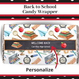 Personalized Candy Wrapper, Back to School Candy Bar Label, Printable ...