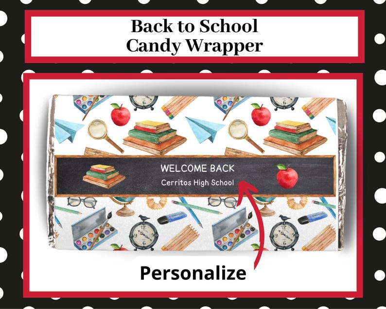 Personalized Candy Wrapper, Back to School Candy Bar Label, Printable ...