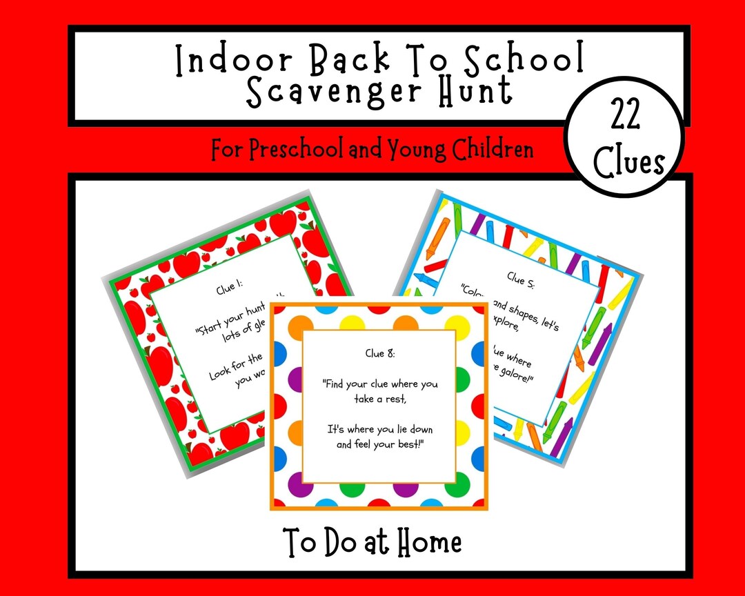 Back to School Indoor Scavenger Hunt, Treasure Hunt Game for Young Kids ...