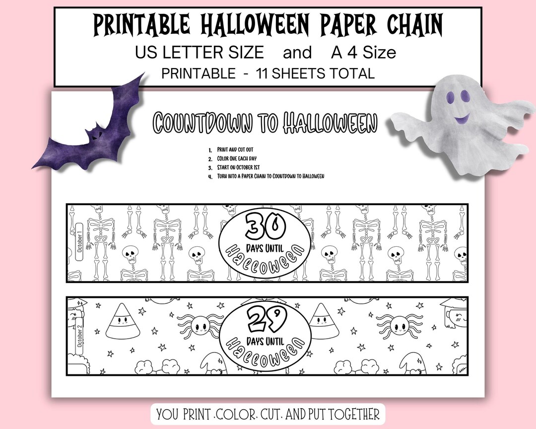 Halloween Paper Chain, Coloring Countdown to Halloween, Countdown ...