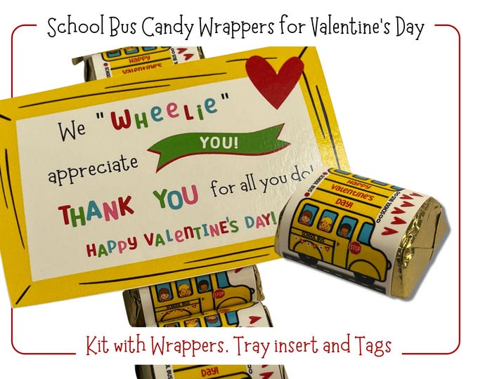 School Bus Thank You Candy Bar Wrap, End of the School Year, Bus Driver ...