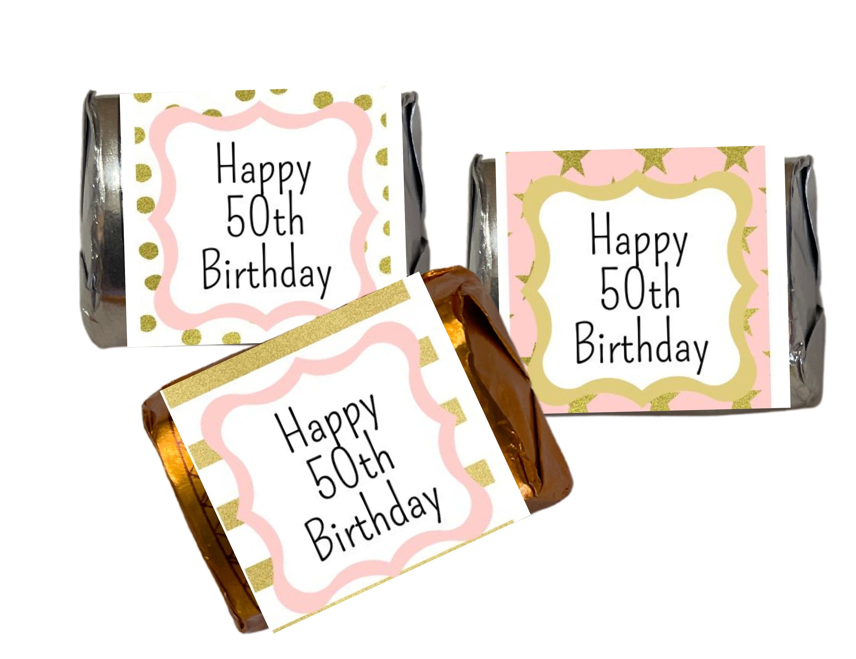 Happy Birthday Candy Wrappers Pink and Gold DIY Candy Labels - Etsy