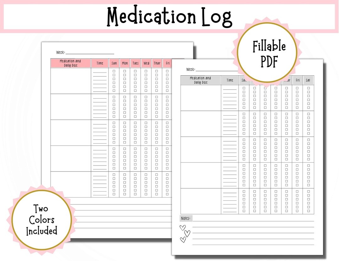 Medication Log Tracker, Printable Supplement and Medication Tracker ...