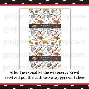 Personalized Candy Wrapper, Back to School Candy Bar Label, Printable ...