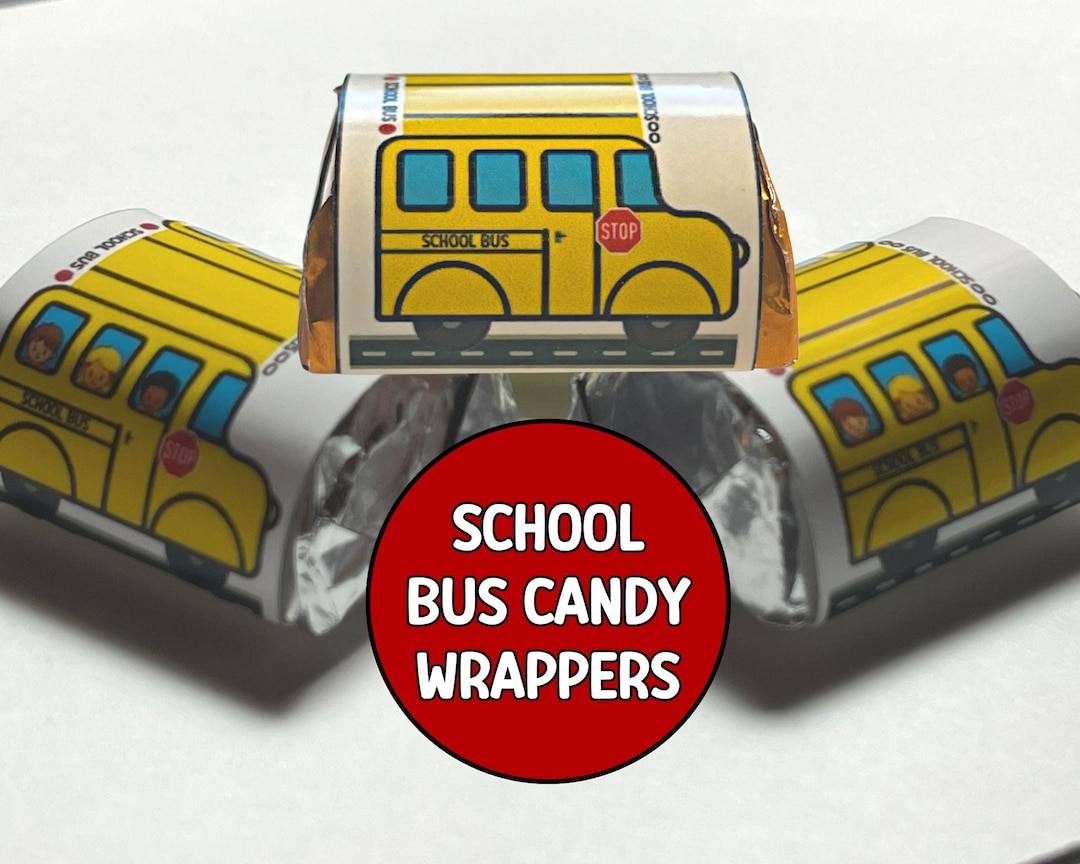 School Bus Candy Wrappers, Small Size Candy Labels, School Bus Driver ...