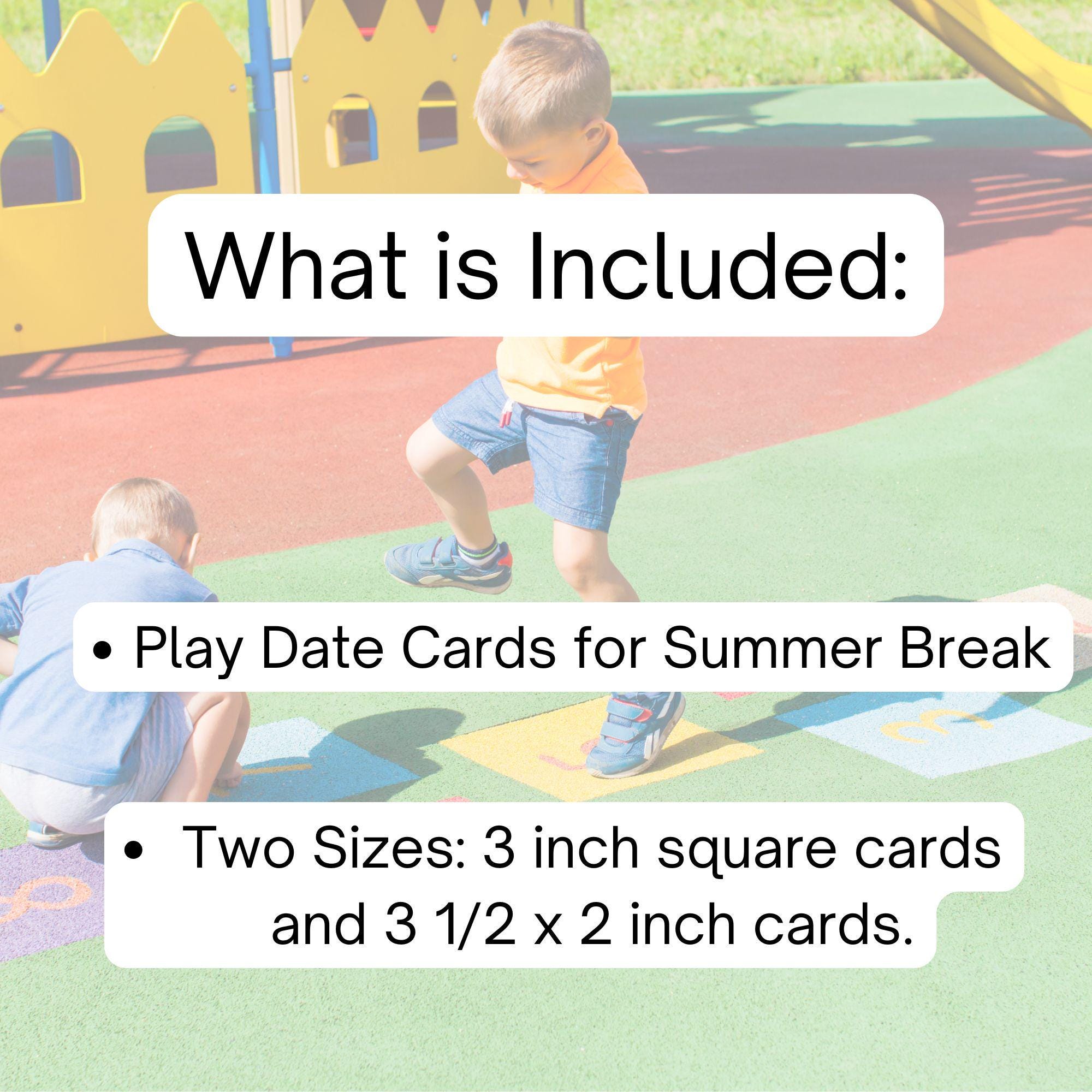 Play Date Contact Cards, Printable Kids Calling Cards for Summer Break ...