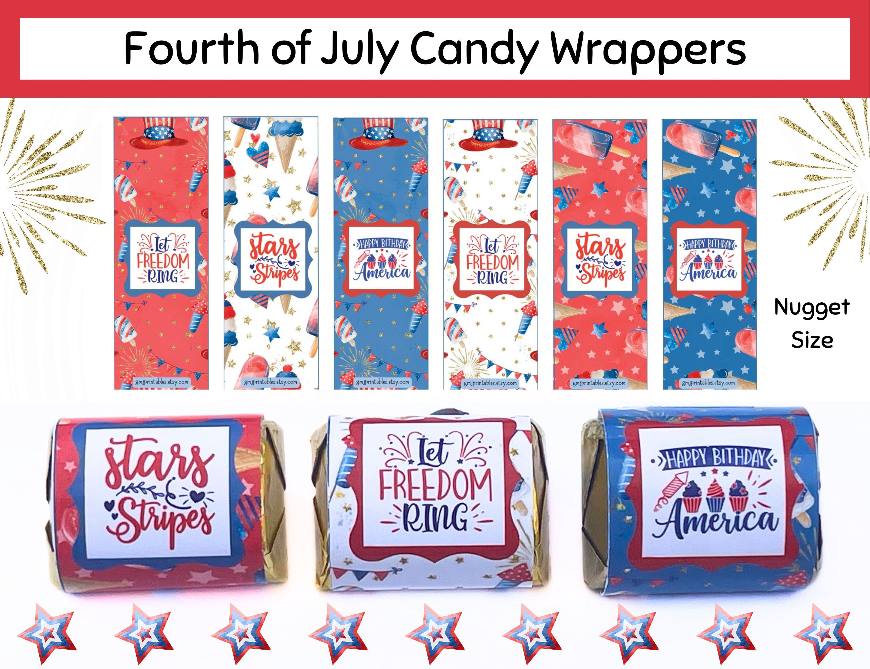 Fourth of July Candy Bar Wrapper, DIY Candy Bar Labels, Printable ...