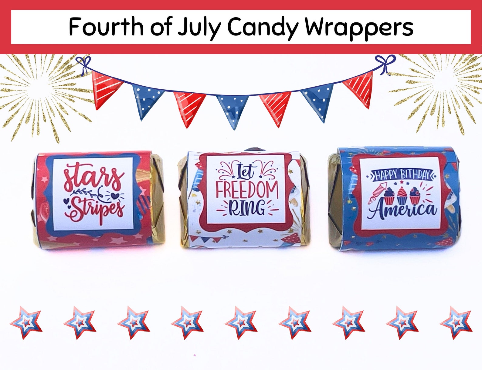 Fourth of July Candy Bar Wrapper, DIY Candy Bar Labels, Printable ...