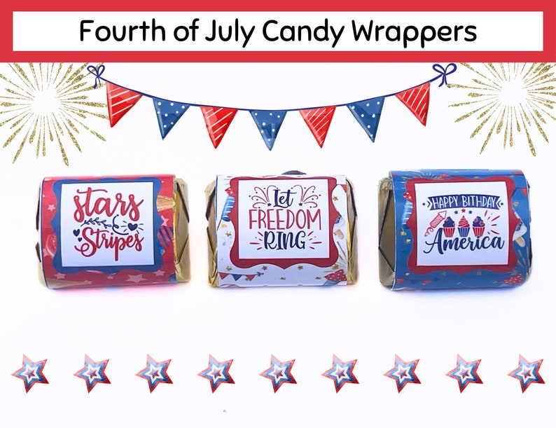 Fourth of July Candy Bar Wrapper, DIY Candy Bar Labels, Printable ...