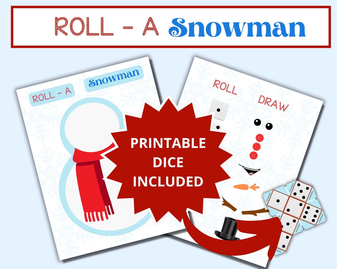Roll A Snowman Dice Game, Christmas Dice Game, Family Activity, Kids ...