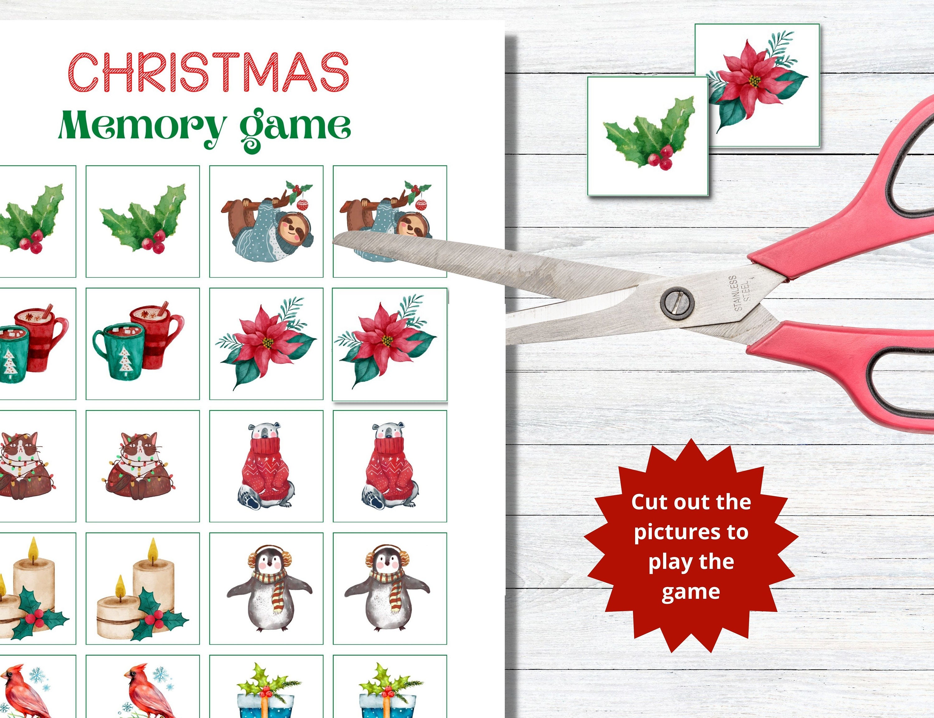 Christmas Memory Game Preschool Christmas Activity Family - Etsy