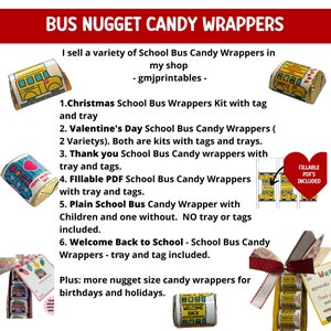 School Bus Thank You Candy Bar Wrap, End of the School Year, Bus Driver ...