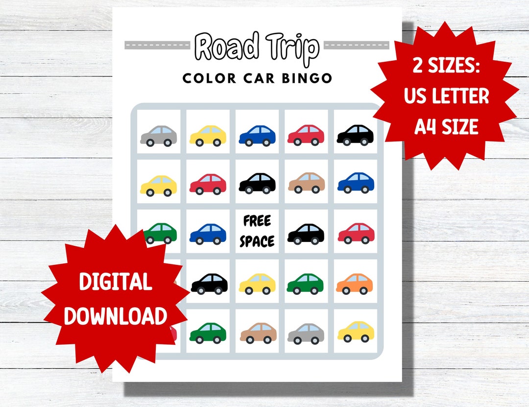 Road Trip Color Car Bingo Printable for Kids Simple Road Trip - Etsy ...