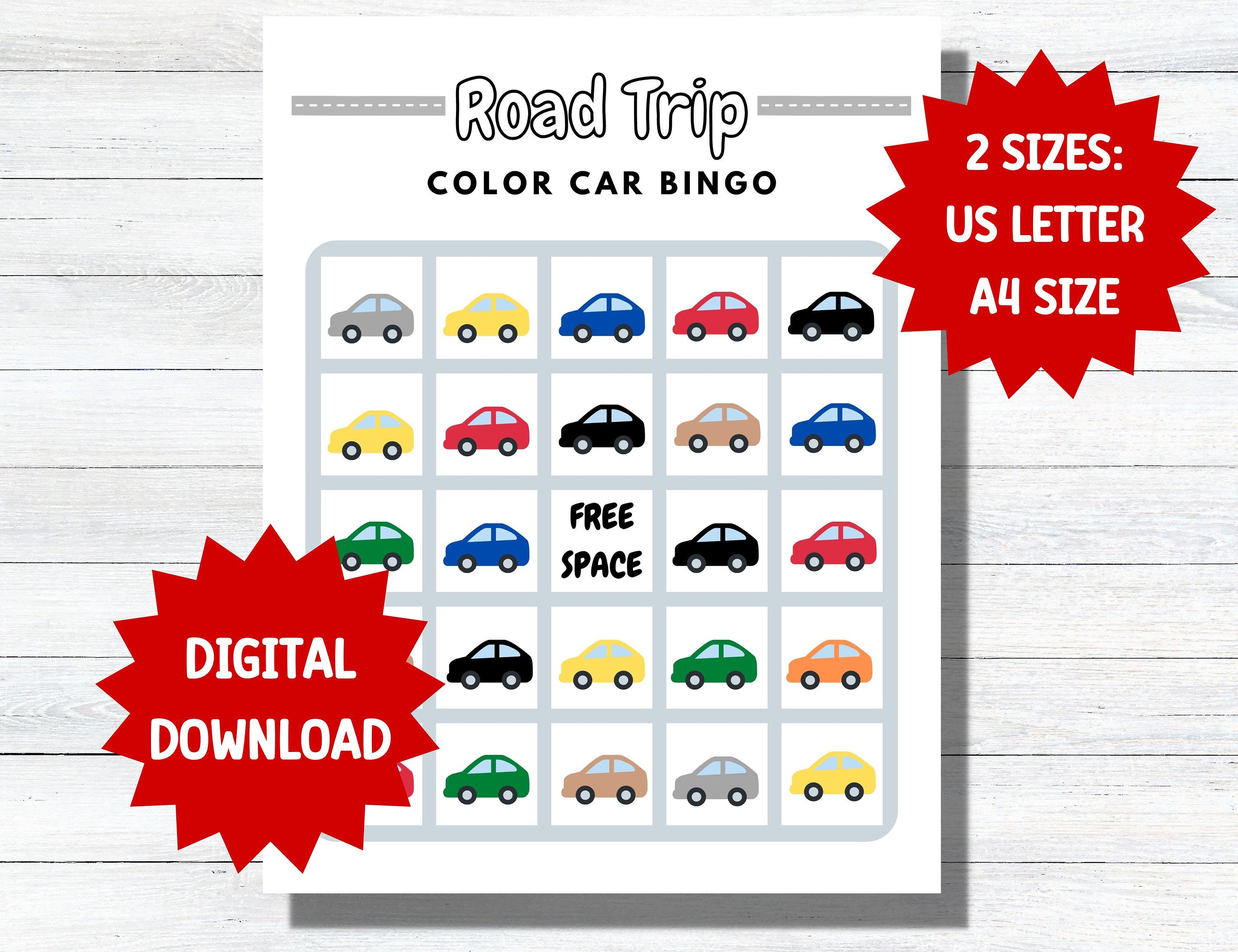 Road Trip Color Car Bingo Printable for Kids Simple Road Trip - Etsy ...