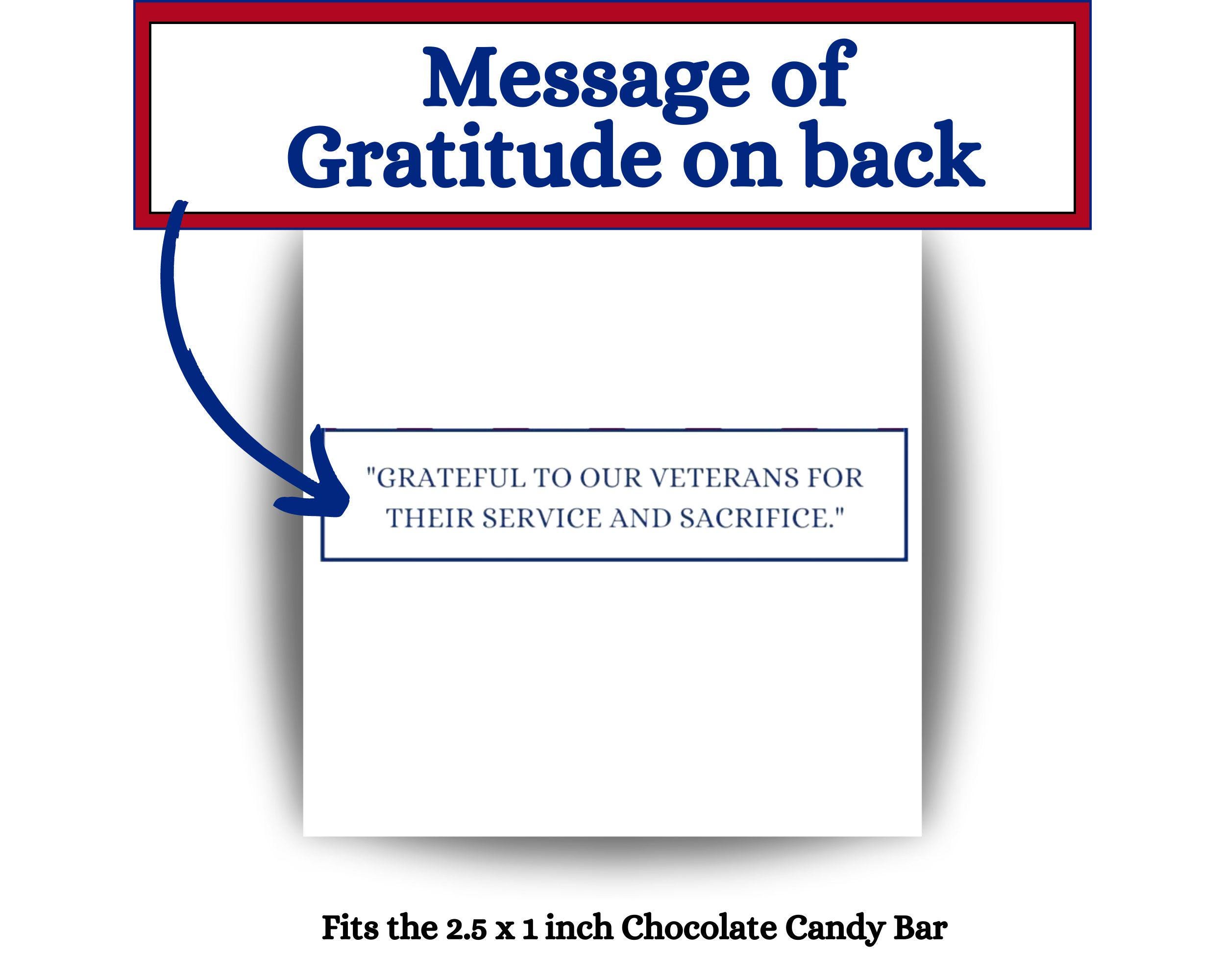 Veterans Day Candy Bar Wrappers, Military Appreciation, Patriotic Candy ...