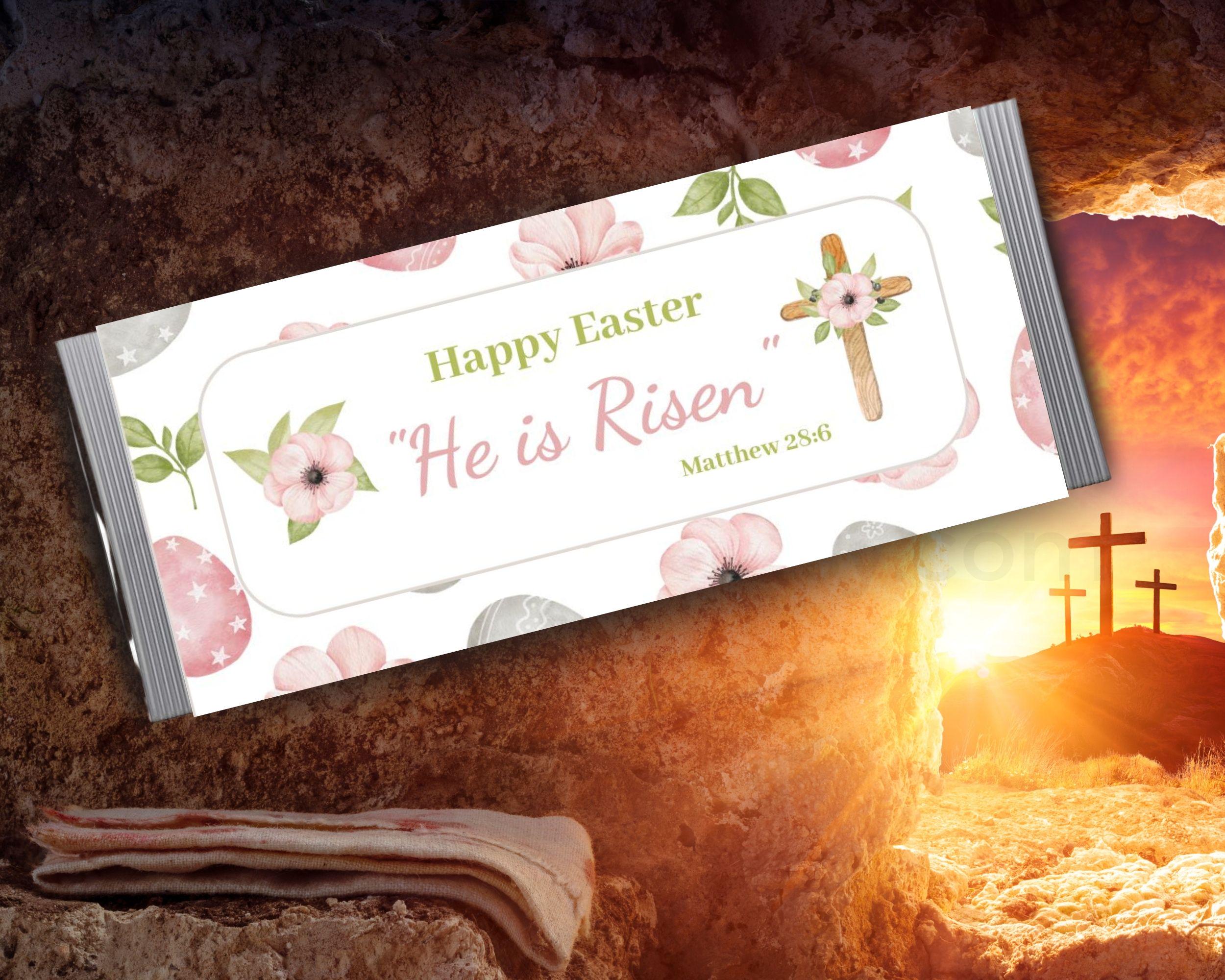 He is Risen Easter Candy Bar Wrappers: Bible Verse Gifts (printable) - Etsy