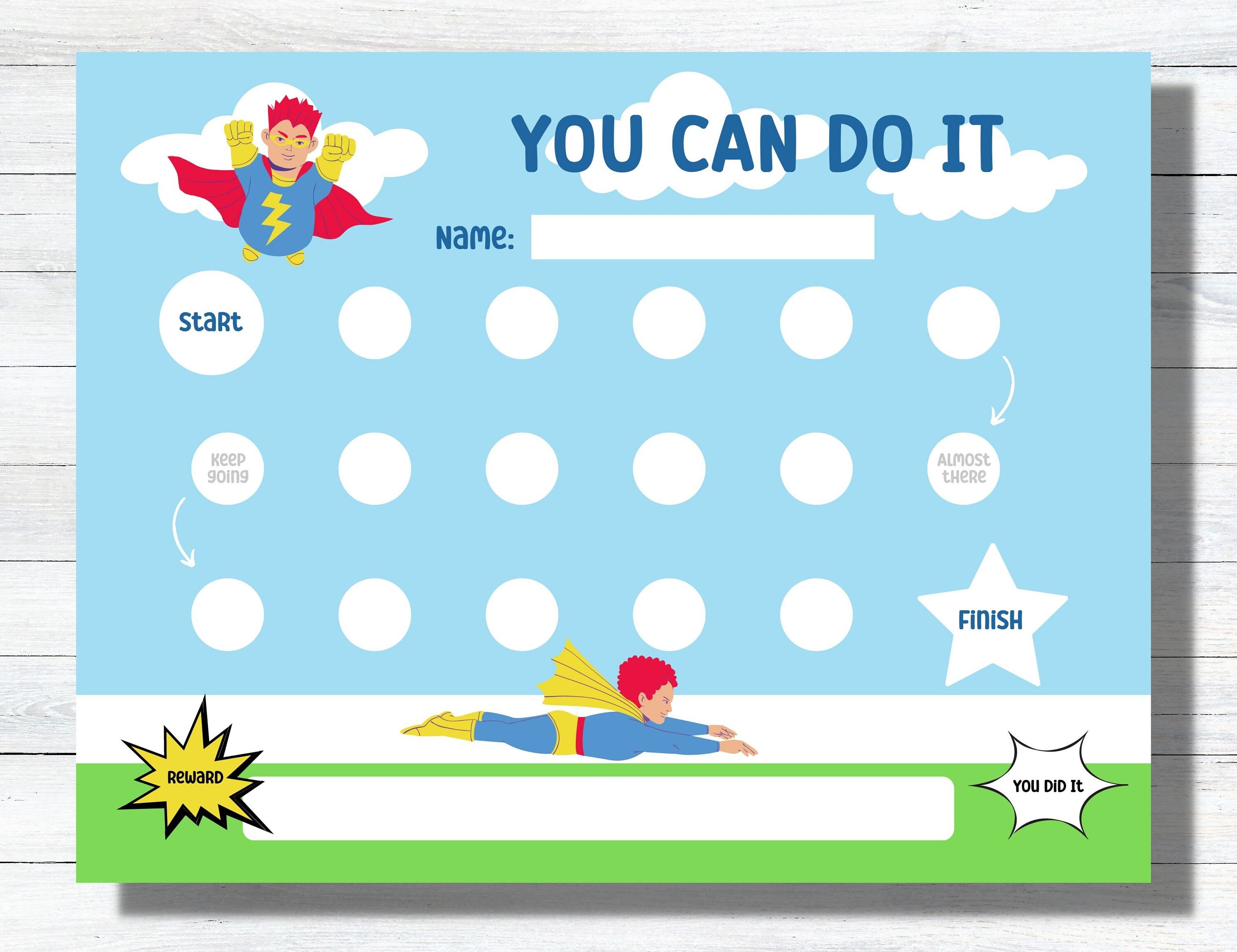 Reward Chart for Boys, You Can Do It Printable Daily Chore Chart ...