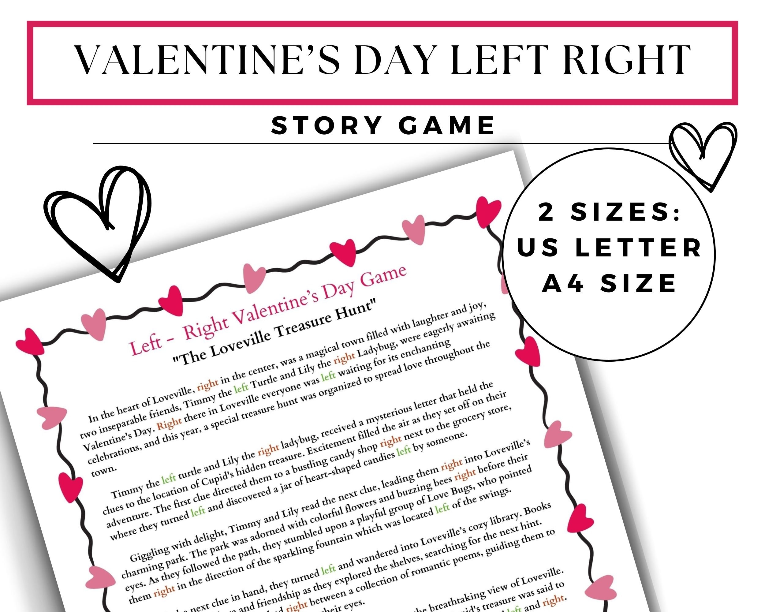 Valentines Day Game, Printable Left Right Game, Valentine Party Game ...