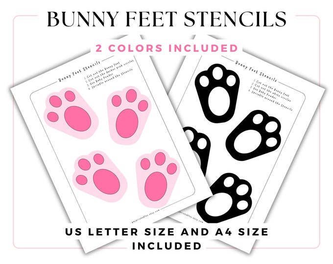 Easter Bunny Foot Prints Reusable Stencil // Easter Bunny Prop ...